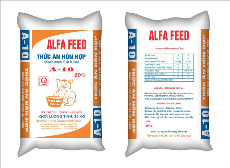 Thức ăn hỗn hợp cho heo con từ tập ăn - 20kg Alfa feed A - 10 - mitraco